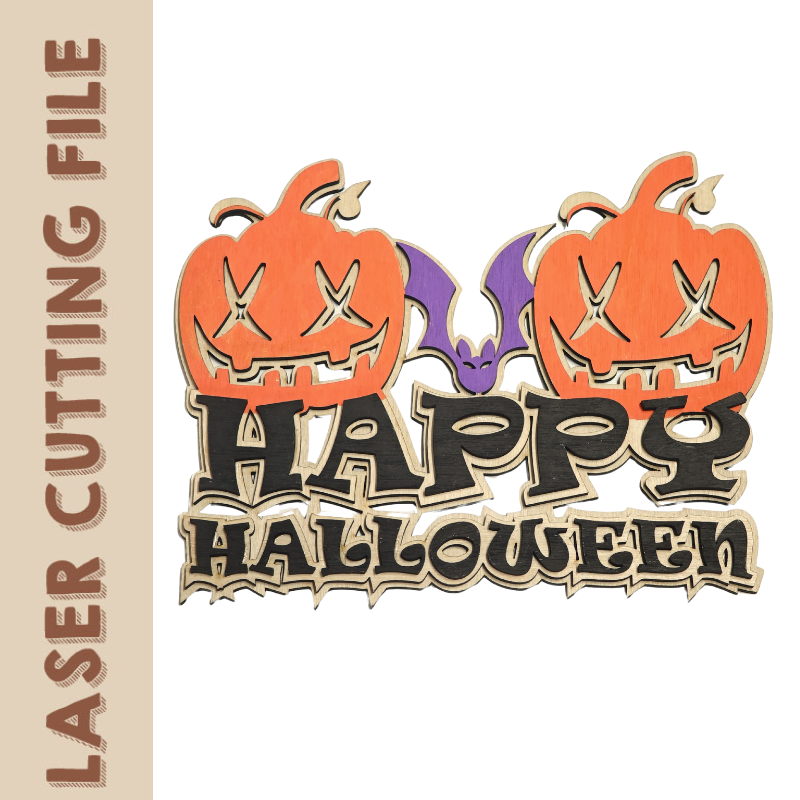 3-Layer Happy Halloween Pumpkin Door Sign Home Decor Laser Cutting Fil ...