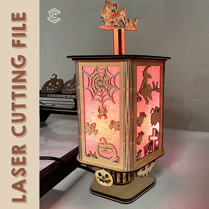 Halloween pentagonal design lantern laser cutting file by Creatorally