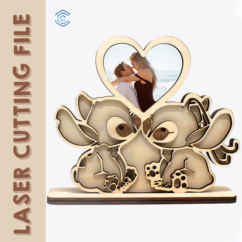 Valentine's Day Stitch photo frame laser cutting file by Creatorally