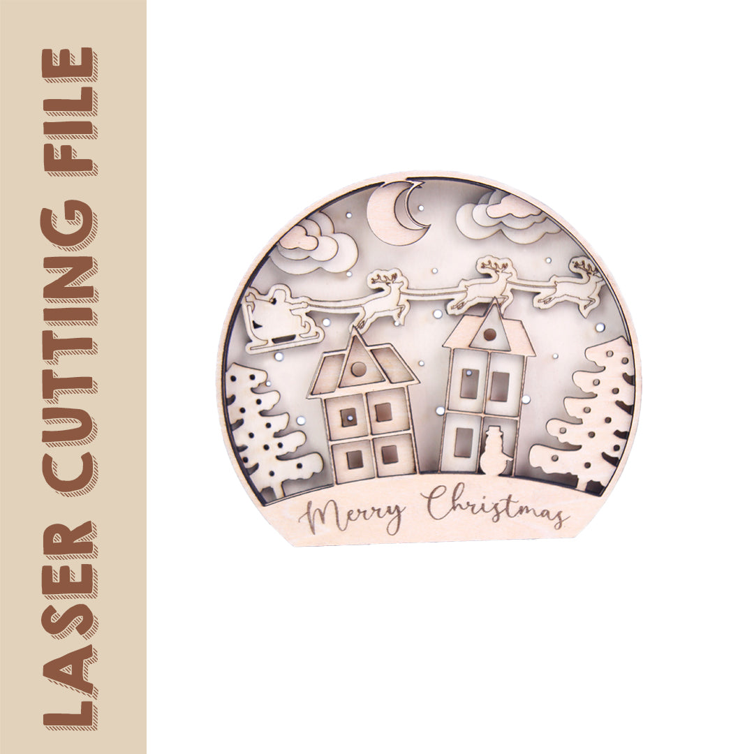 Christmas Snowy Night Multilayer Decor Laser Cutting File - DIY Holiday ...