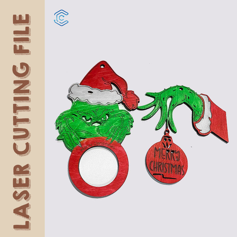 Grinch Christmas tree ornament laser cutting file by Creatorally.com