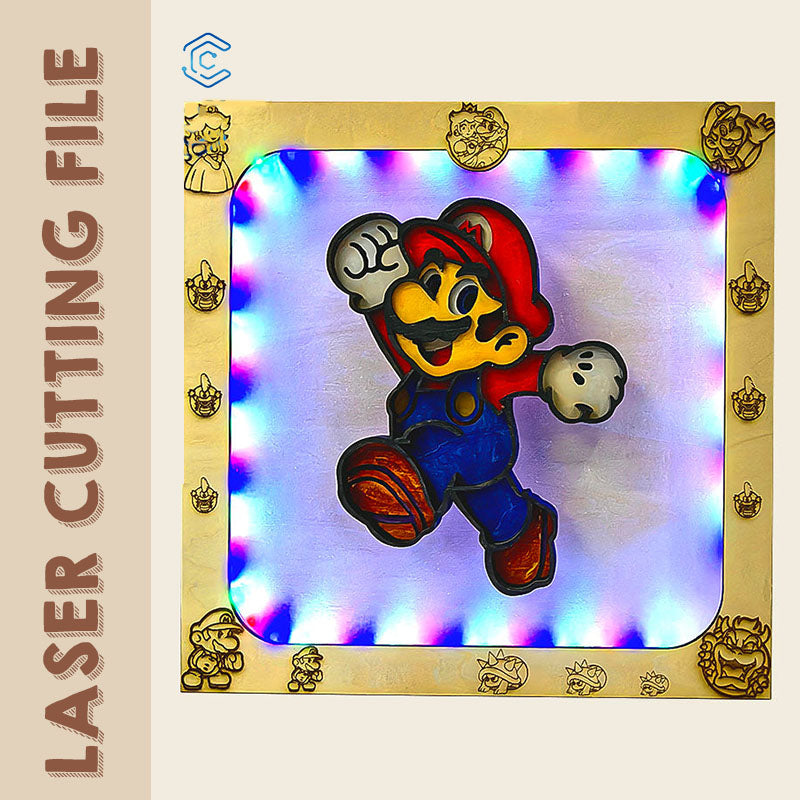 Super Mario design Lightbox Laser cutting file on Creatorally