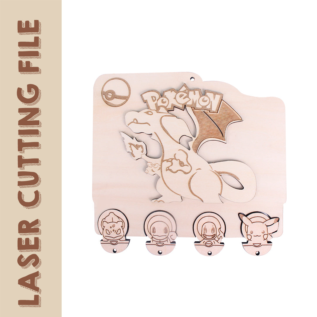 Pokémon Charizard Wall Mounted Key Hook Laser Cutting File - DIY Craft ...