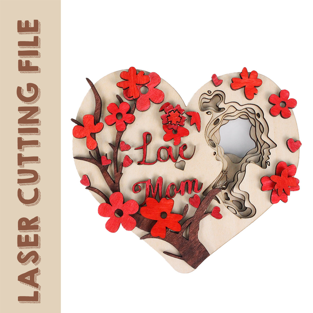 Mother's Day Multi-layer Heart-shaped Decor Laser Cutting File - DIY ...