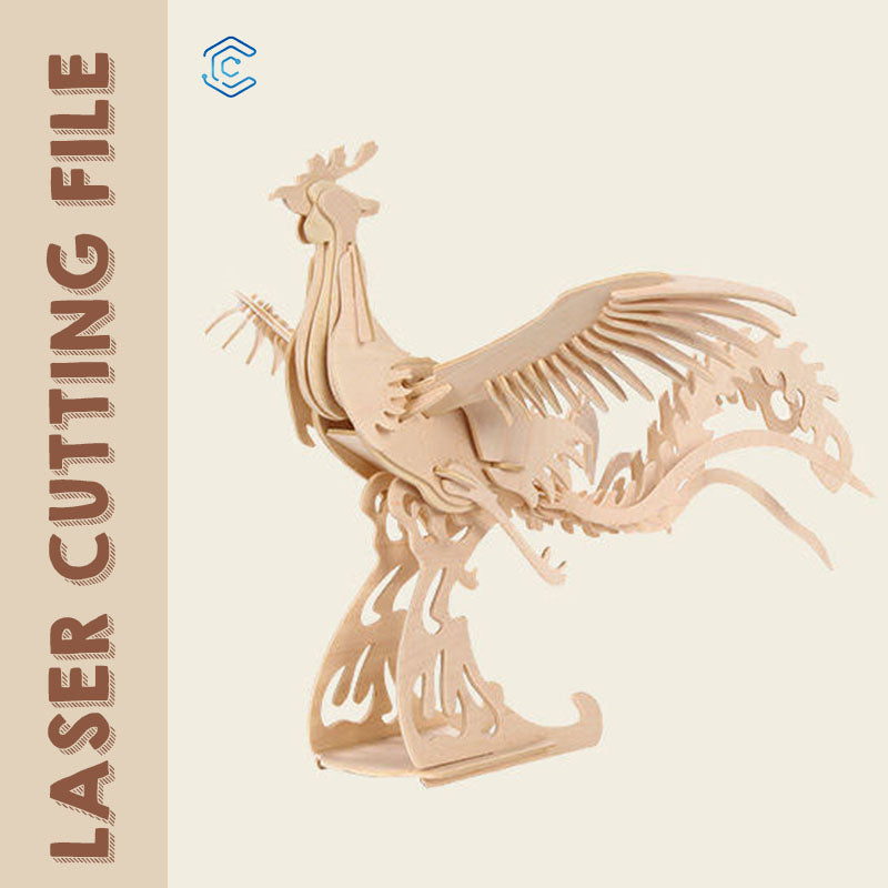 Phoenix stand decoration 3D puzzle laser cutting file by Creatorally