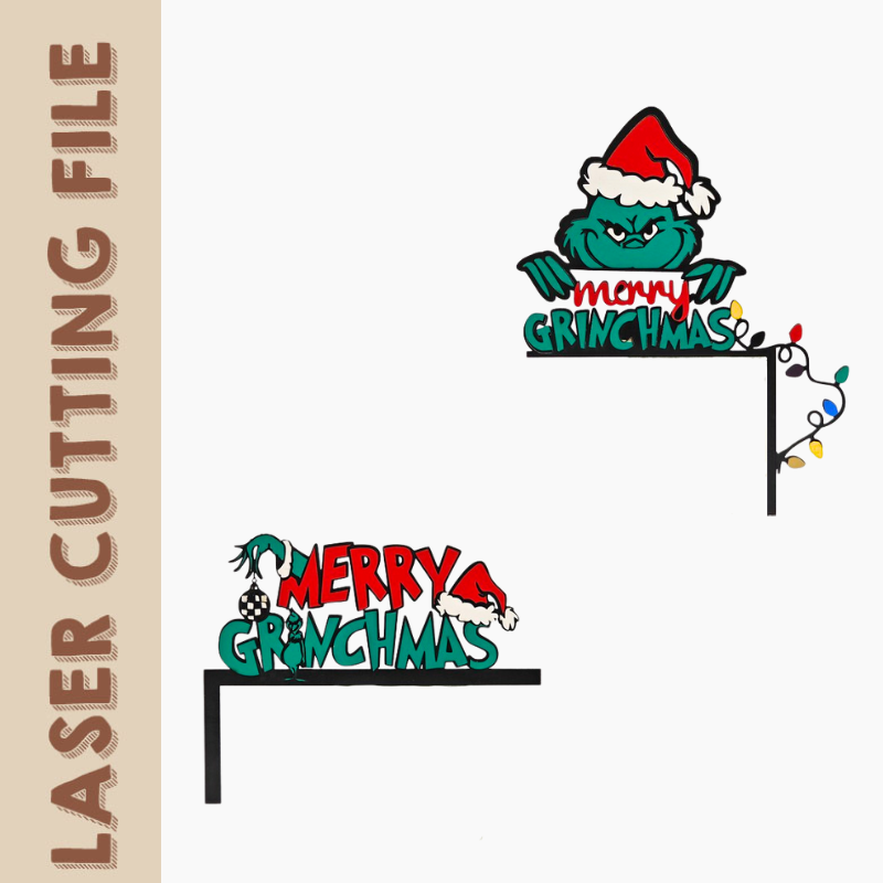 Merry Grinchmas Door Corner Laser Cutting File - 2 Festive Styles for ...