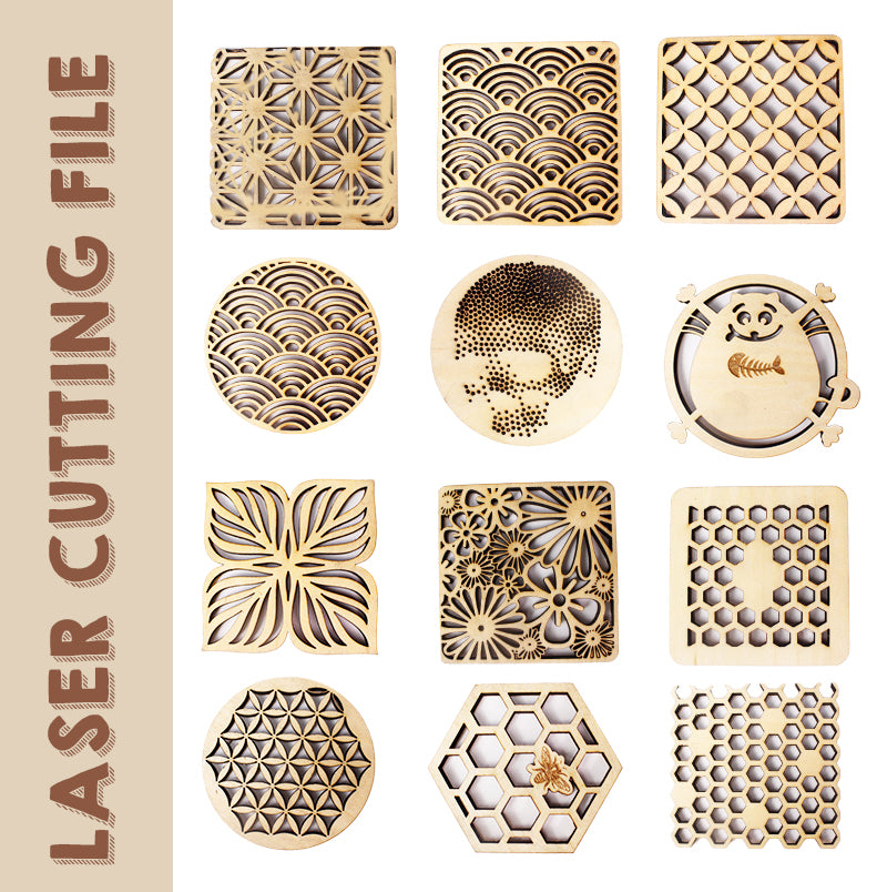11-Style Coaster Laser Cutting File - Create Your Own Unique Drink ...