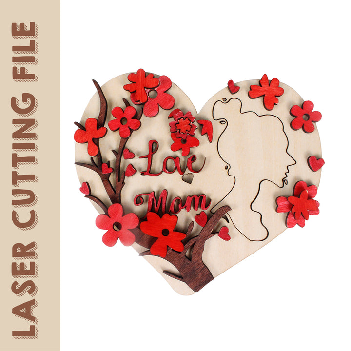 Mother's Day Multi-layer Heart-shaped Decor Laser Cutting File - DIY ...