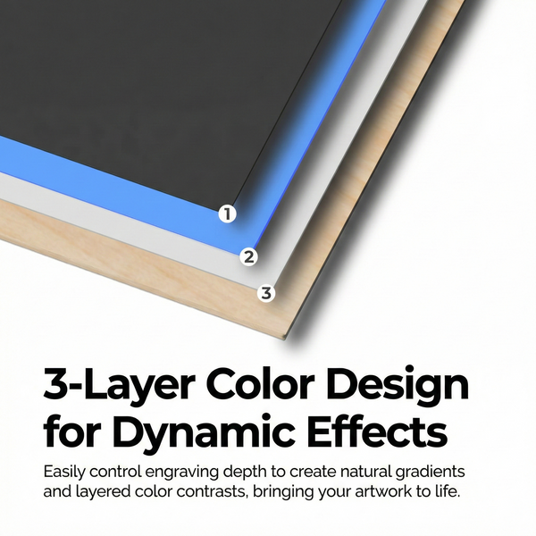 Creatorally 3-Layer Colored Plywood Laser Engraving Sheets - 8pcs, 4 Colors
