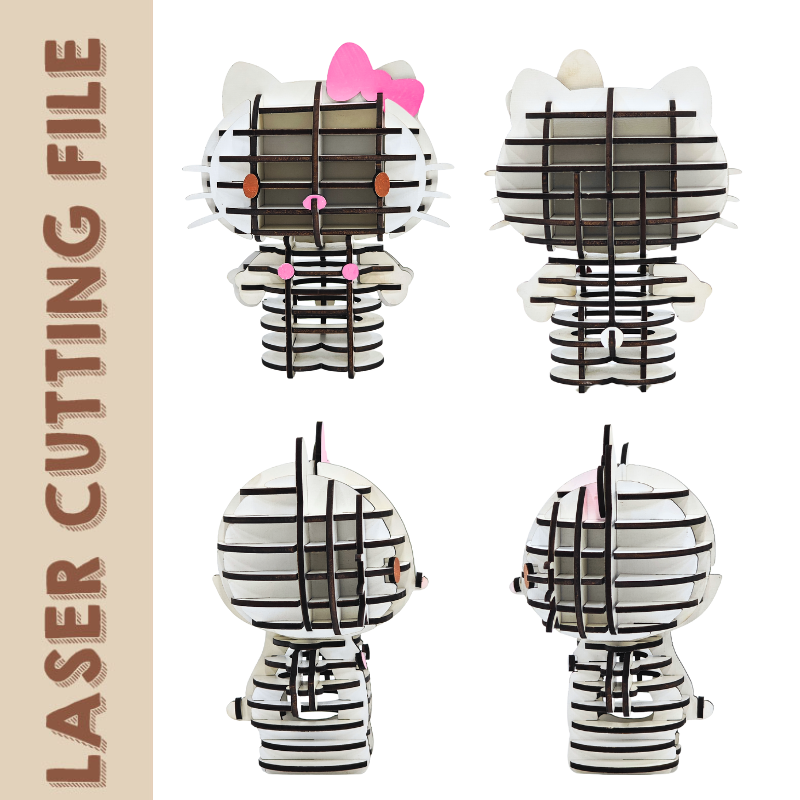 Sanrio Hello Kitty 3D Puzzle Laser Cutting File - DIY Craft Project by ...