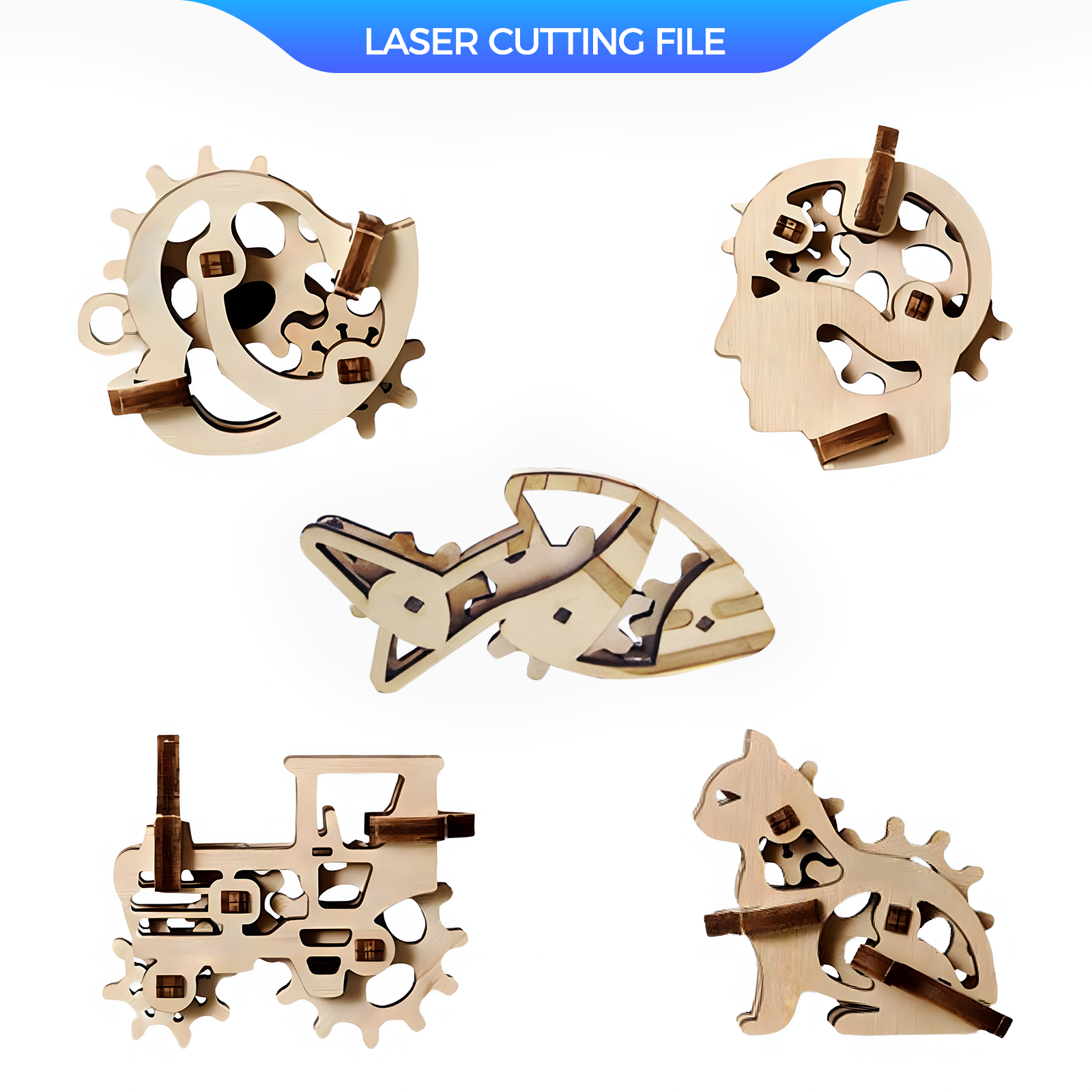 5-style Creative gear toys laser cutting file – Creatorally