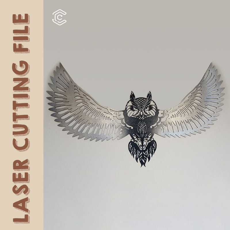 Flying owl wall hanging laser cutting file – Creatorally