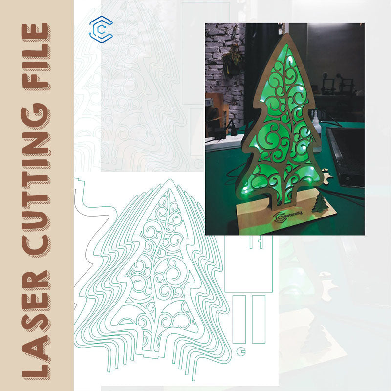 Christmas tree lightbox style 2 laser cutting file by Creatorally