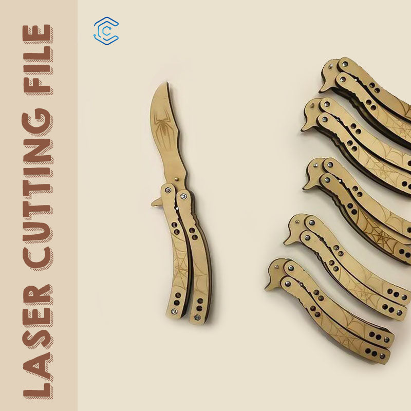 Butterfly knife 3D puzzle laser cutting file – Creatorally