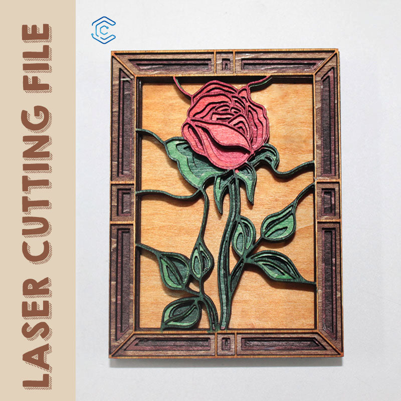 Rose frame laser cutting file by Creatorally