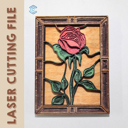 Rose frame laser cutting file by Creatorally