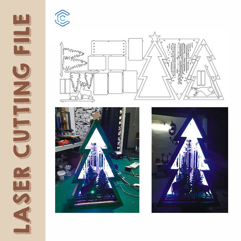 Christmas tree lightbox laser cutting file by Creatorally