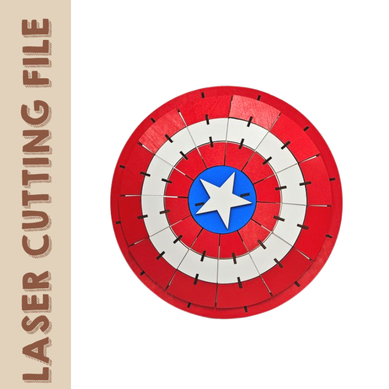 Colorful Captain America's Shield 3D Puzzle Laser Cutting File - DIY ...