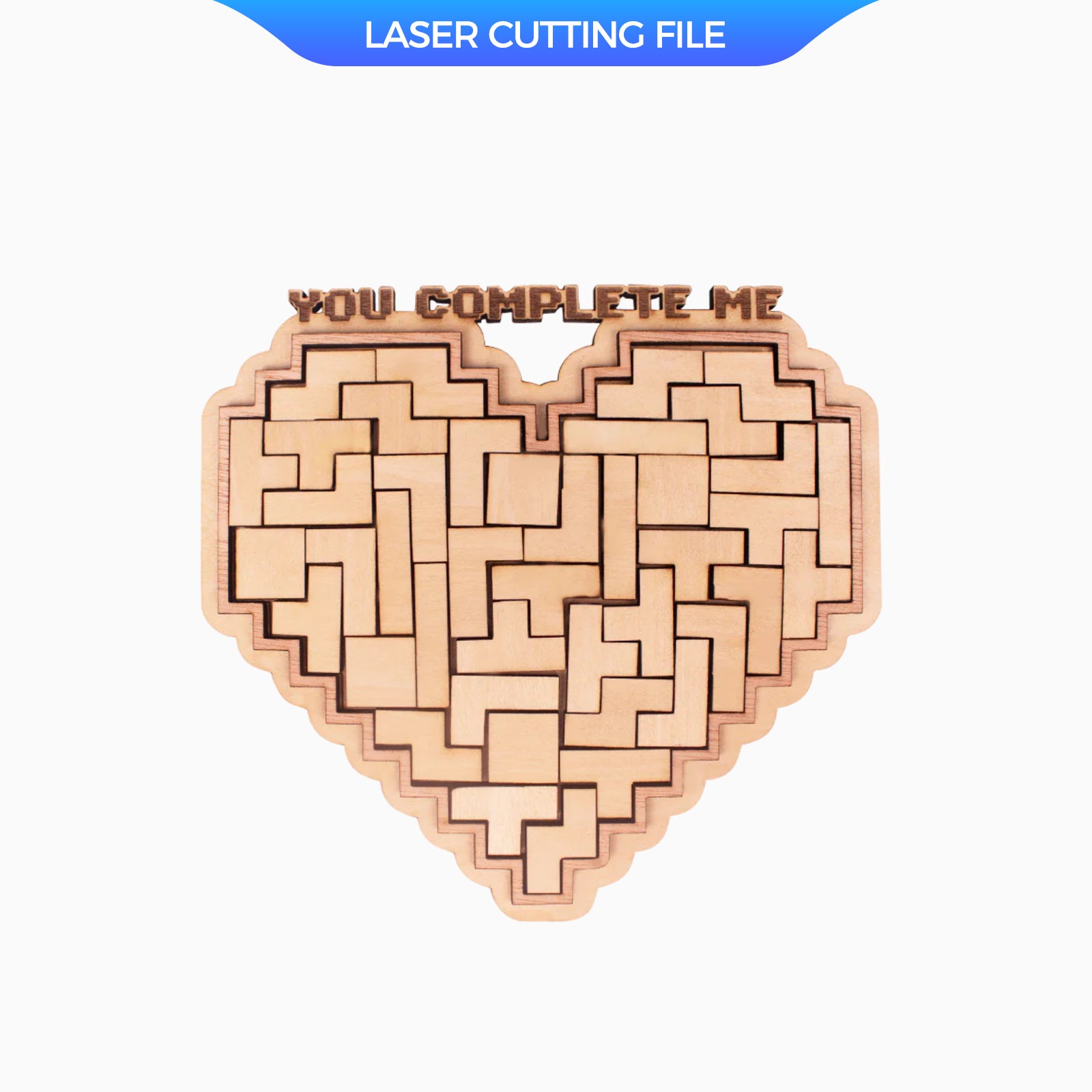 Couple Game Heart-shaped Tetris Puzzle Laser Cutting File - DIY Craft ...