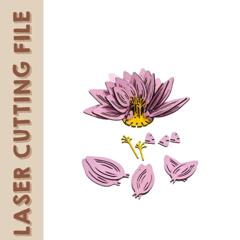 3D Lotus Flower Laser Cutting File – Layered Mandala Flower for DIY Cr ...