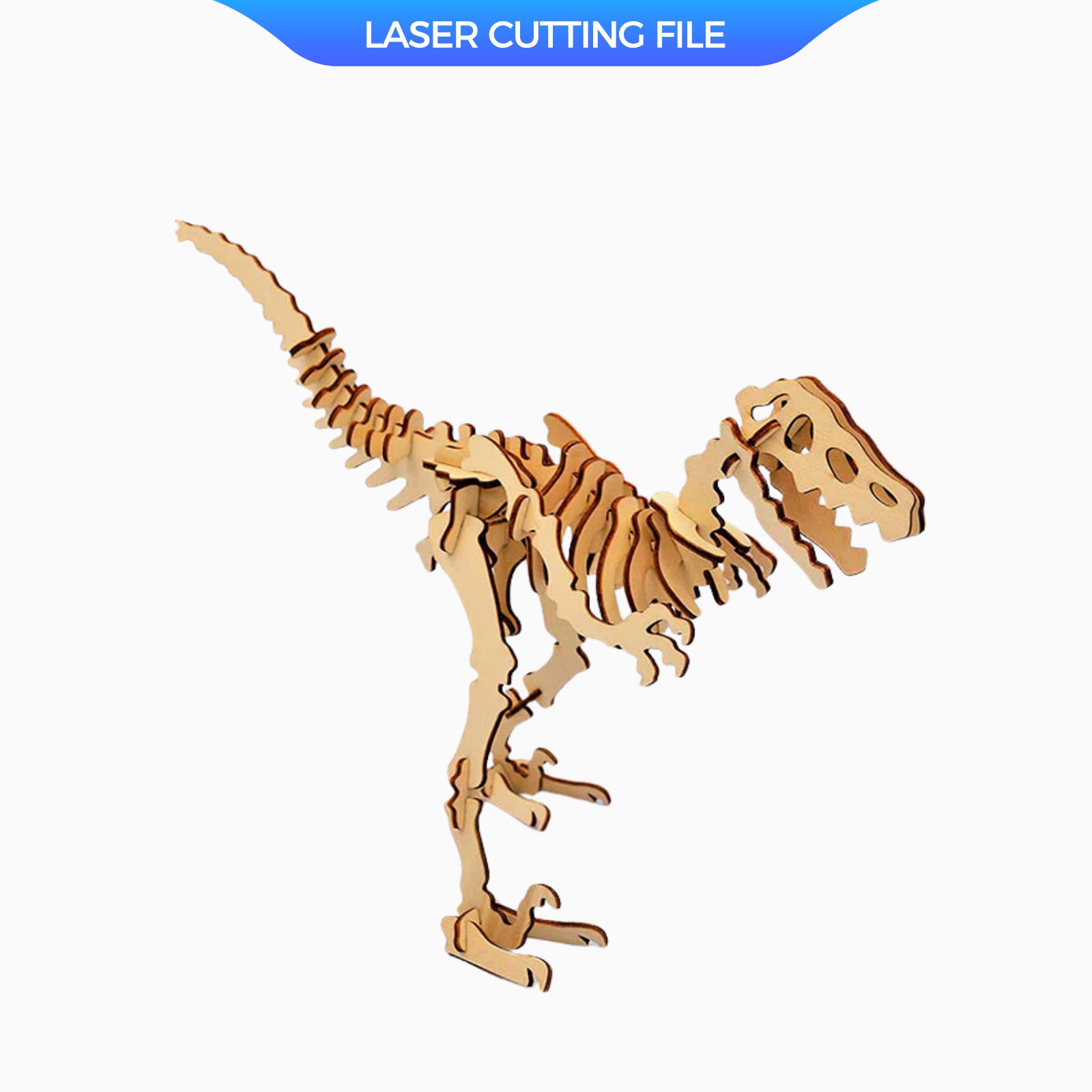 Dinosaur 3D puzzle laser cutting file by Creatorally