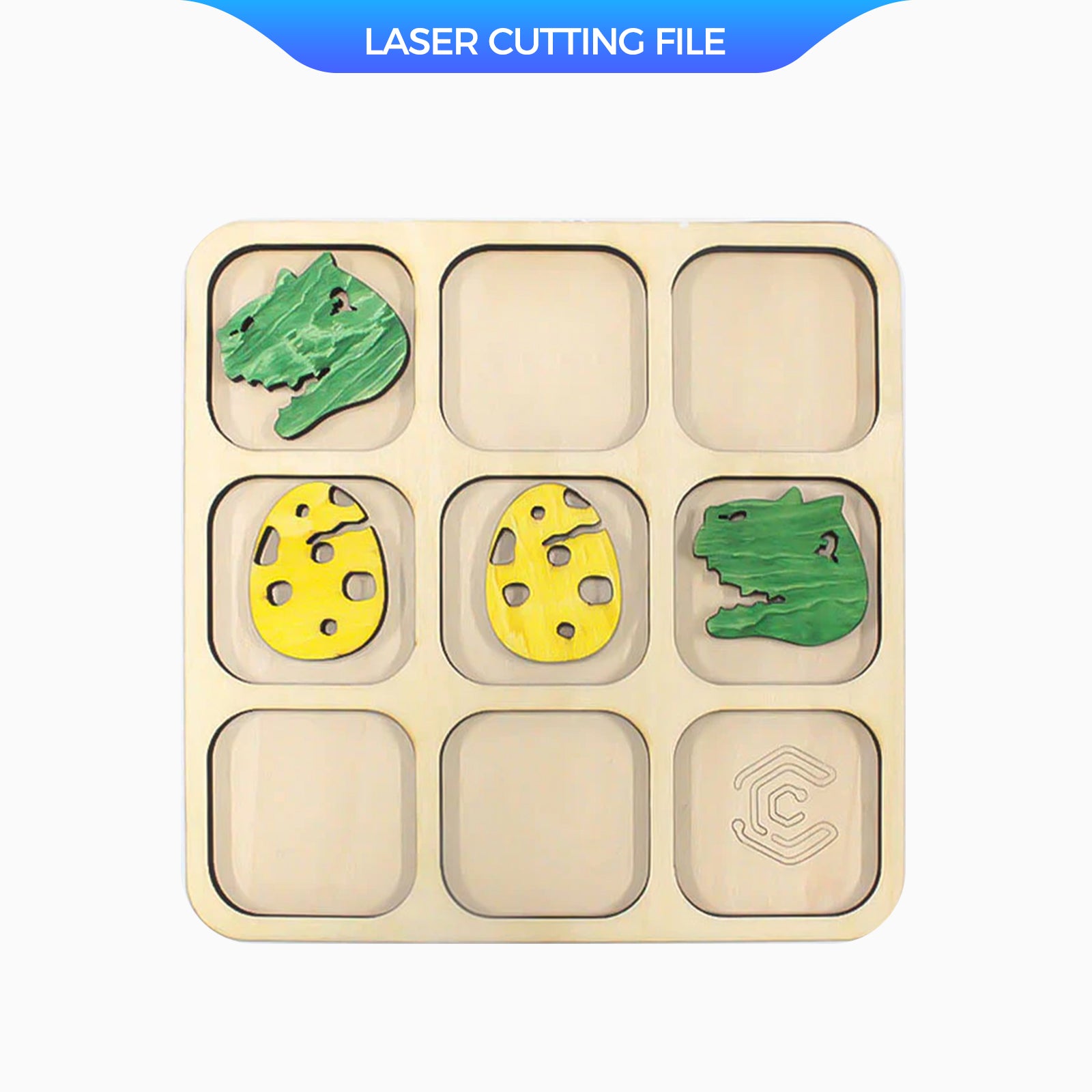Dinosaur Shaped Tabletop Game Tic-Tac-Logic laser cutting file by ...