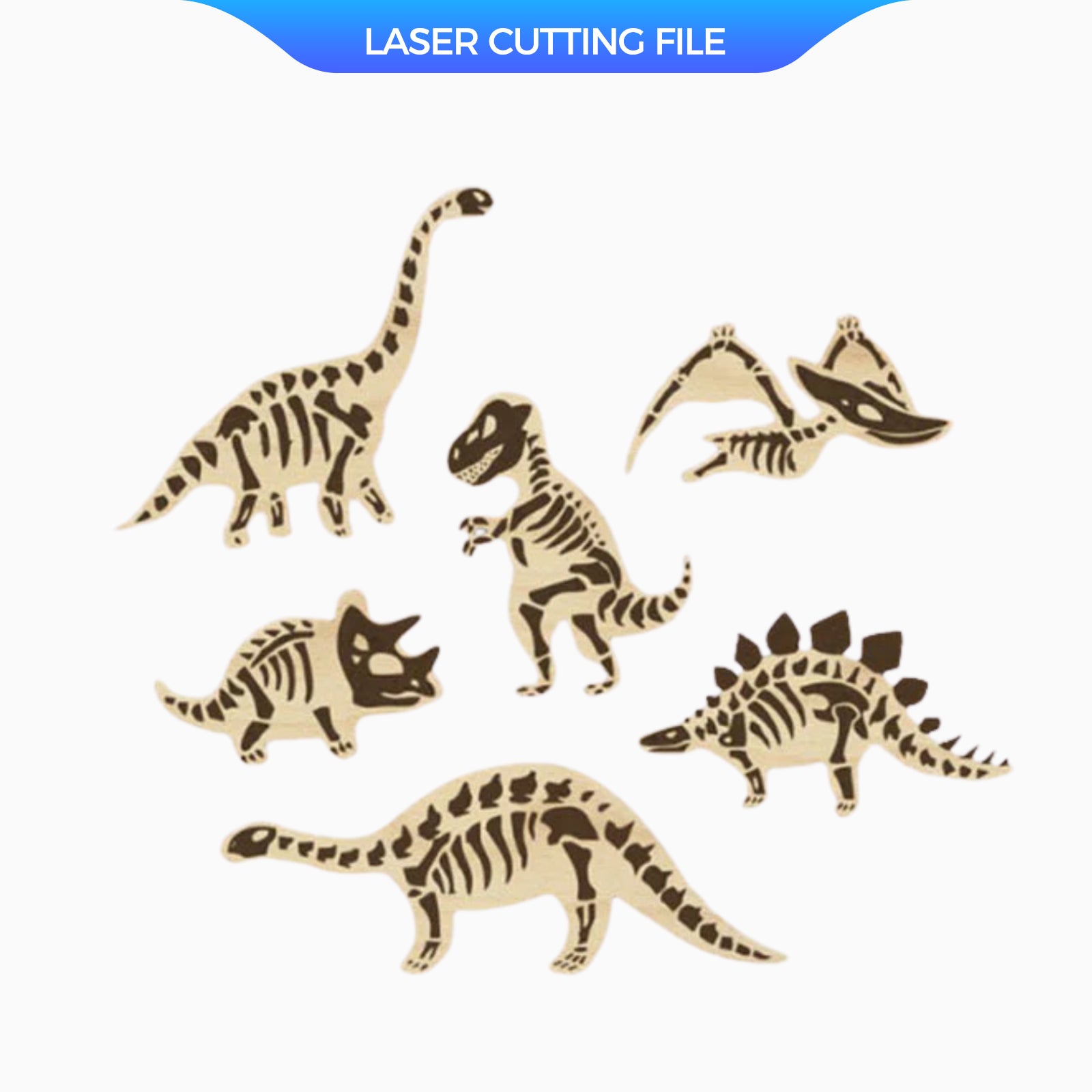 Dinosaur badges laser cutting file by Creatorally