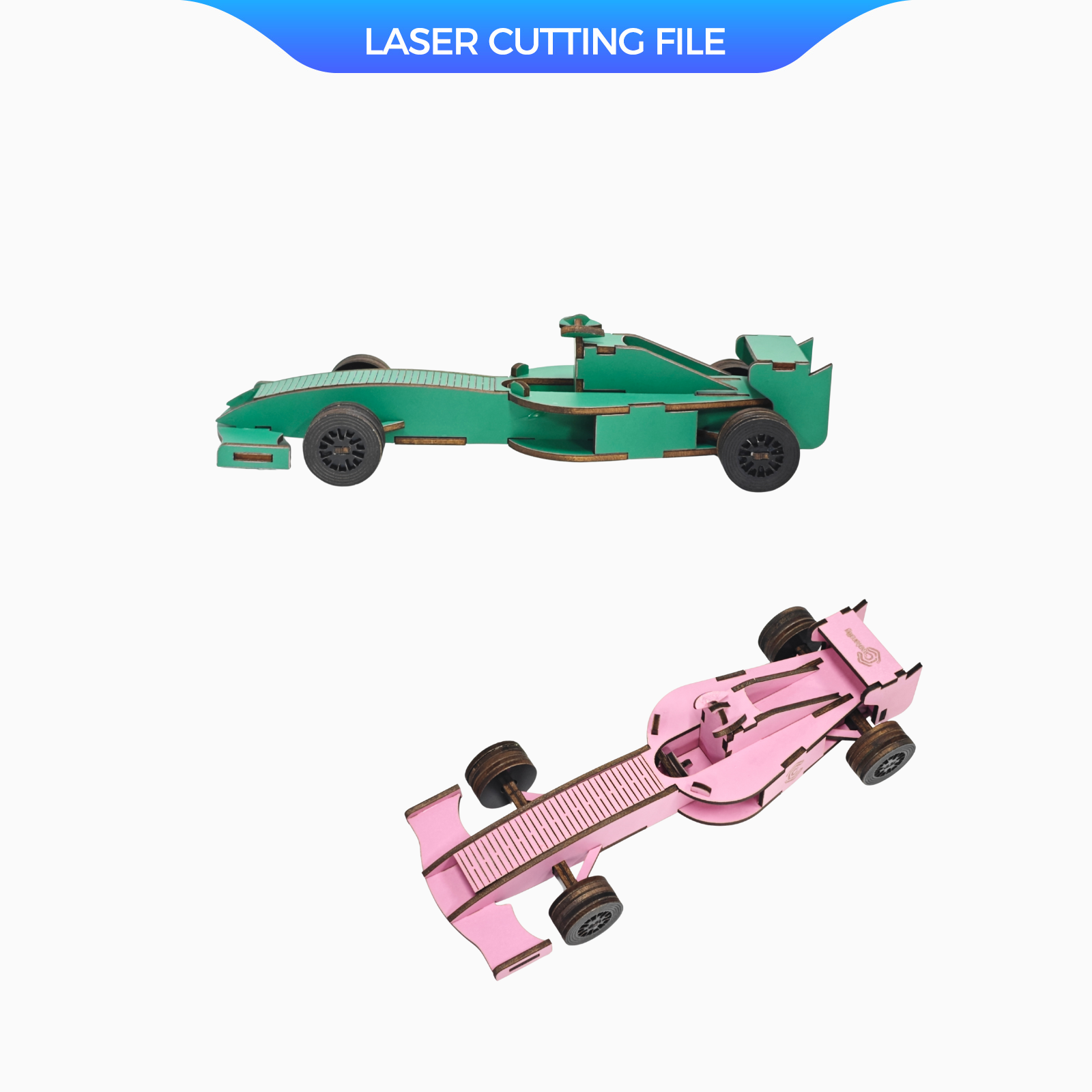 F1 racing car 3D puzzle laser cutting file by Creatorally