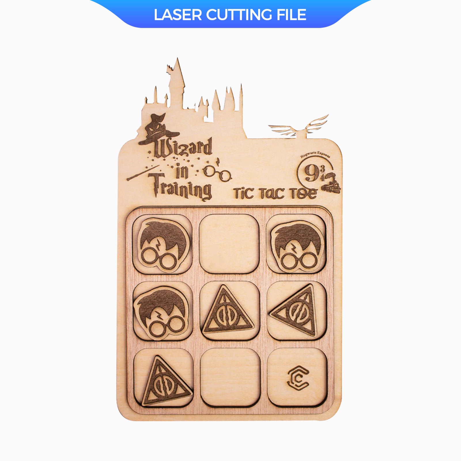 Harry Potter Themed Tic Tac Toe Laser Cutting File - DIY Craft for ...