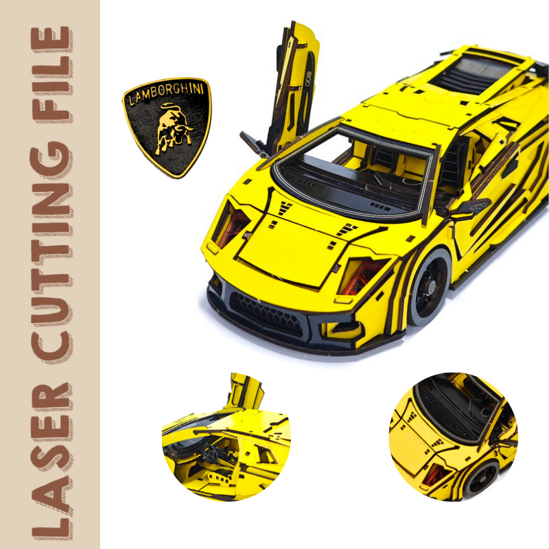 Detailed 3D Lamborghini Puzzle Laser Cutting File - DIY Sports Car ...
