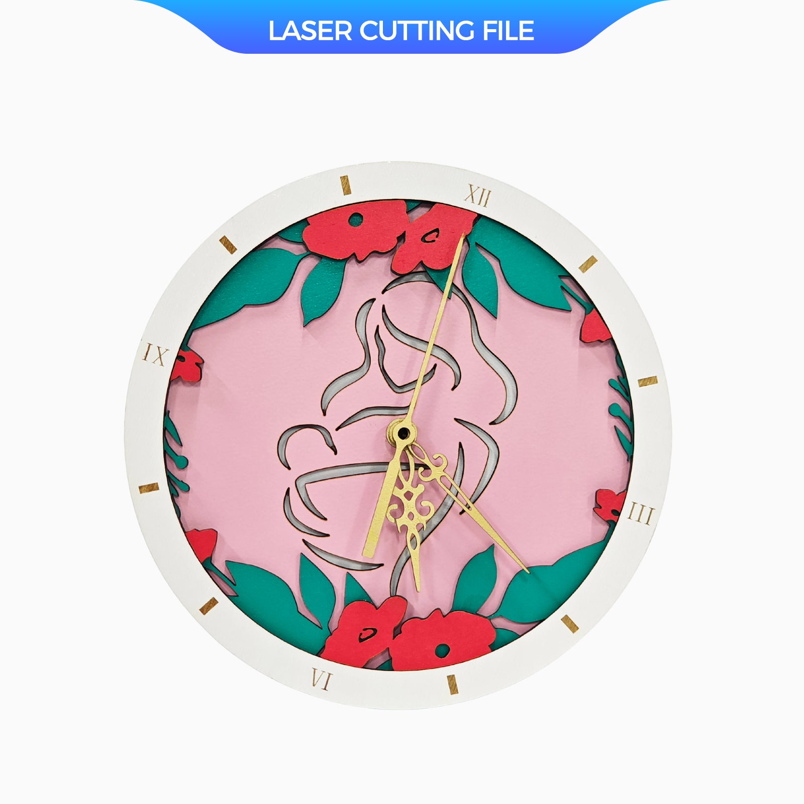 Multilayer Mother's Day Clock SVG – Floral Mom & Baby Wall Art Laser C ...