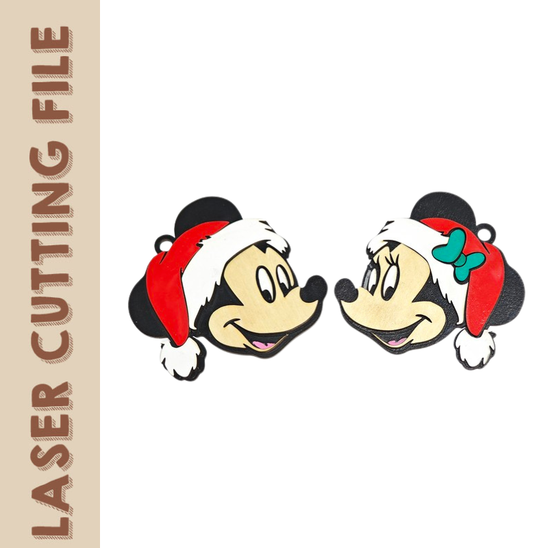 Christmas Multilayer Mickey & Minnie Mouse Laser Cutting File – Festive ...