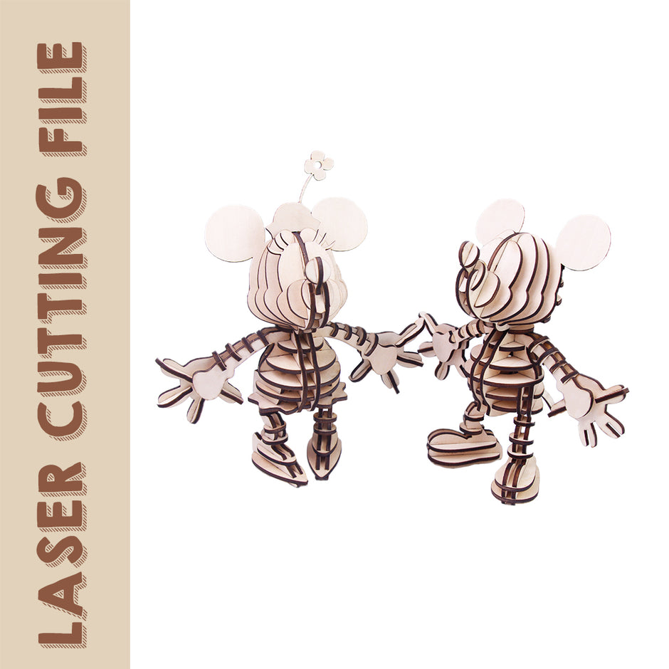 Disney Mickey & Minnie Mouse 3D Wooden Puzzle Laser Cutting File - DIY ...