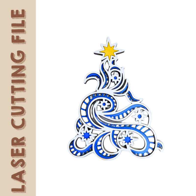 Multilayer Christmas Tree with Snowflakes Laser Cutting File – Swirling ...