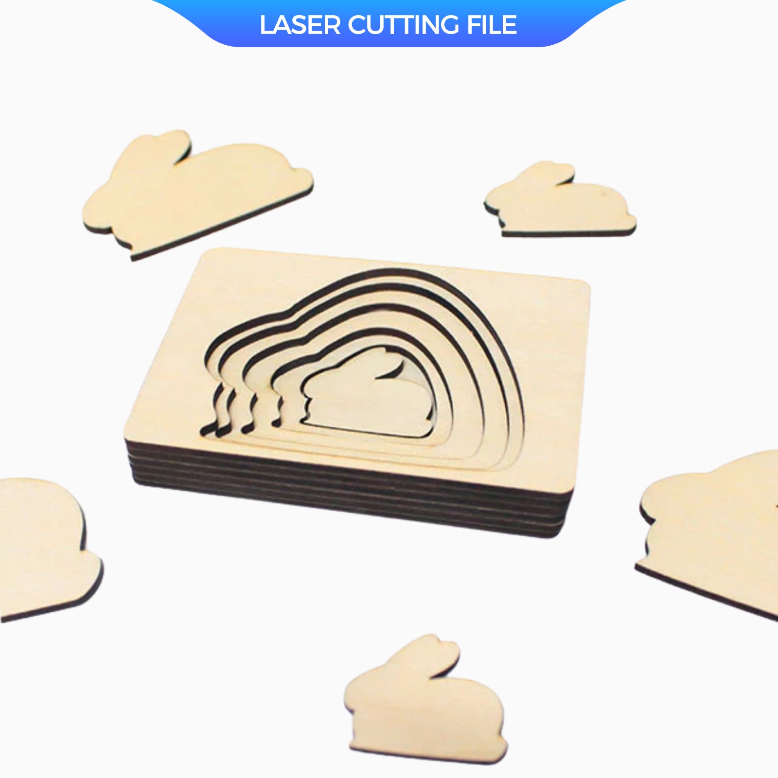 Rabbit puzzle laser cutting file – Creatorally