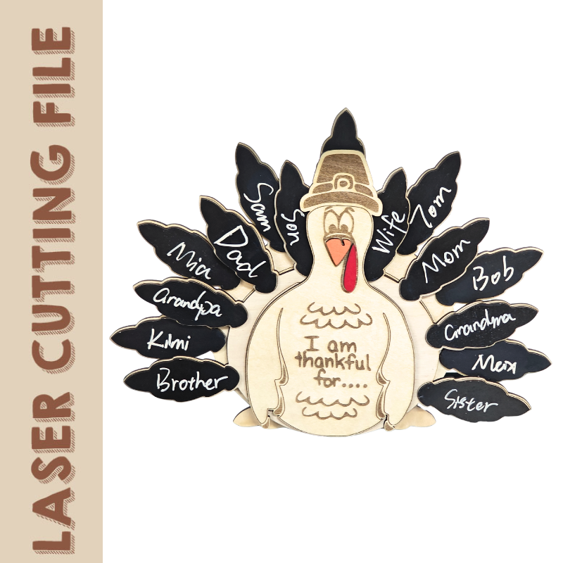 Thanksgiving Multilayer Turkey-Shaped Blessings Board Laser Cutting ...