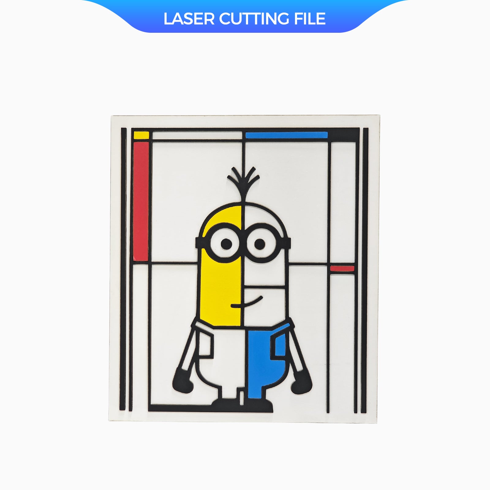 Mondrian Style Minion SVG – 2 Layer Laser Cut File | Geometric Cartoon ...