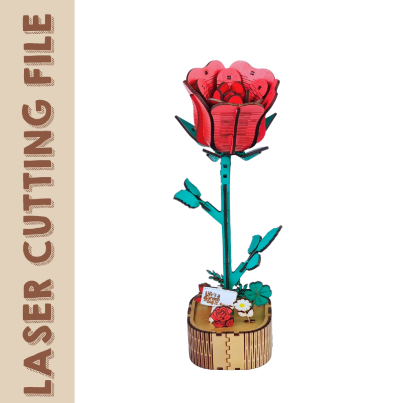 [Comes with The GIft File: Rose 3D Puzzle Laser Cutting File]5-Style ...