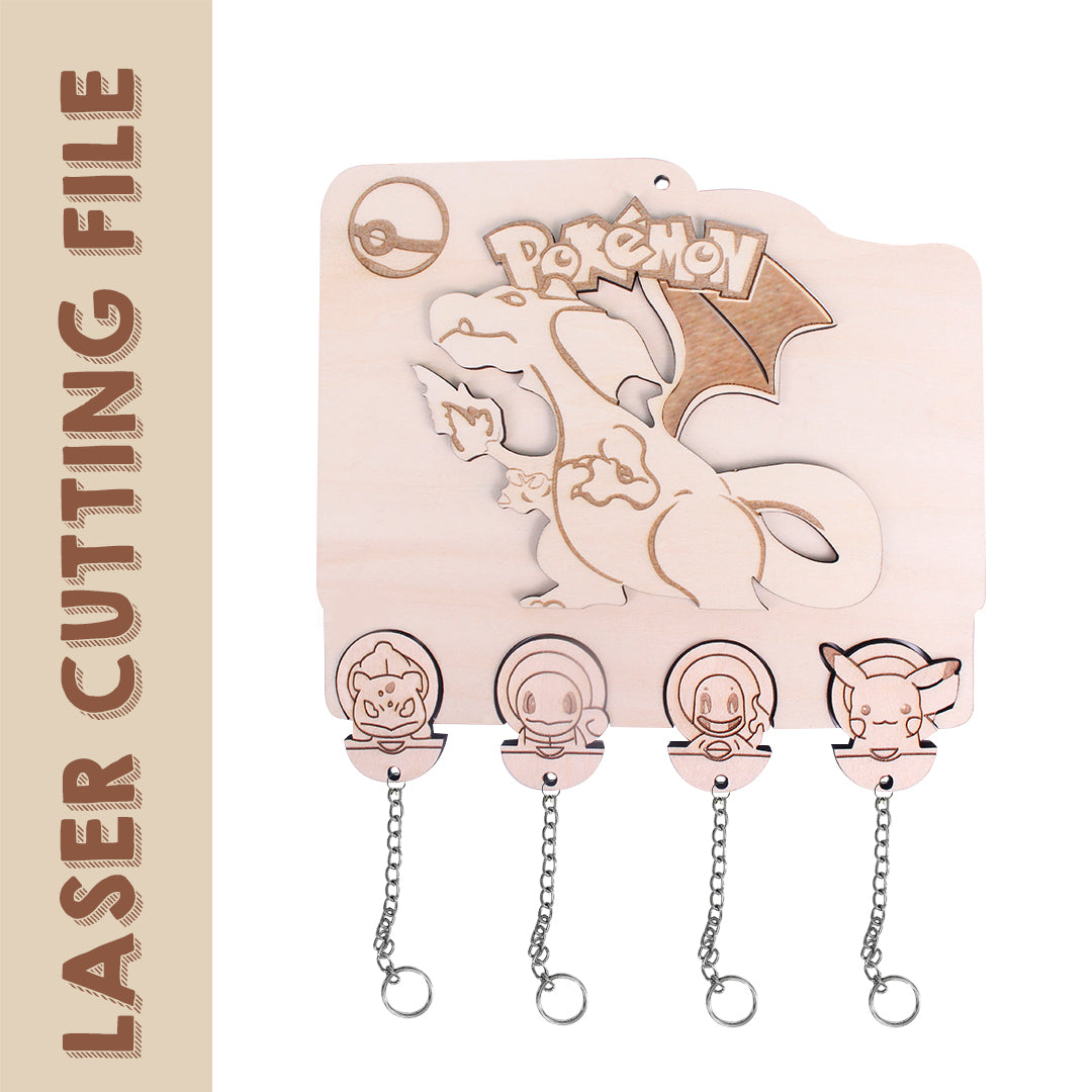 Pokémon Charizard Wall Mounted Key Hook Laser Cutting File - DIY Craft ...