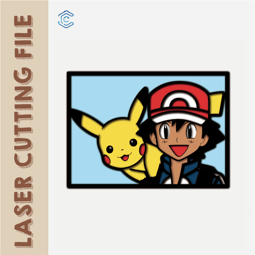 Pokémon Multi-layer Ash Ketchum with Pikachu Laser Cutting File - DIY ...