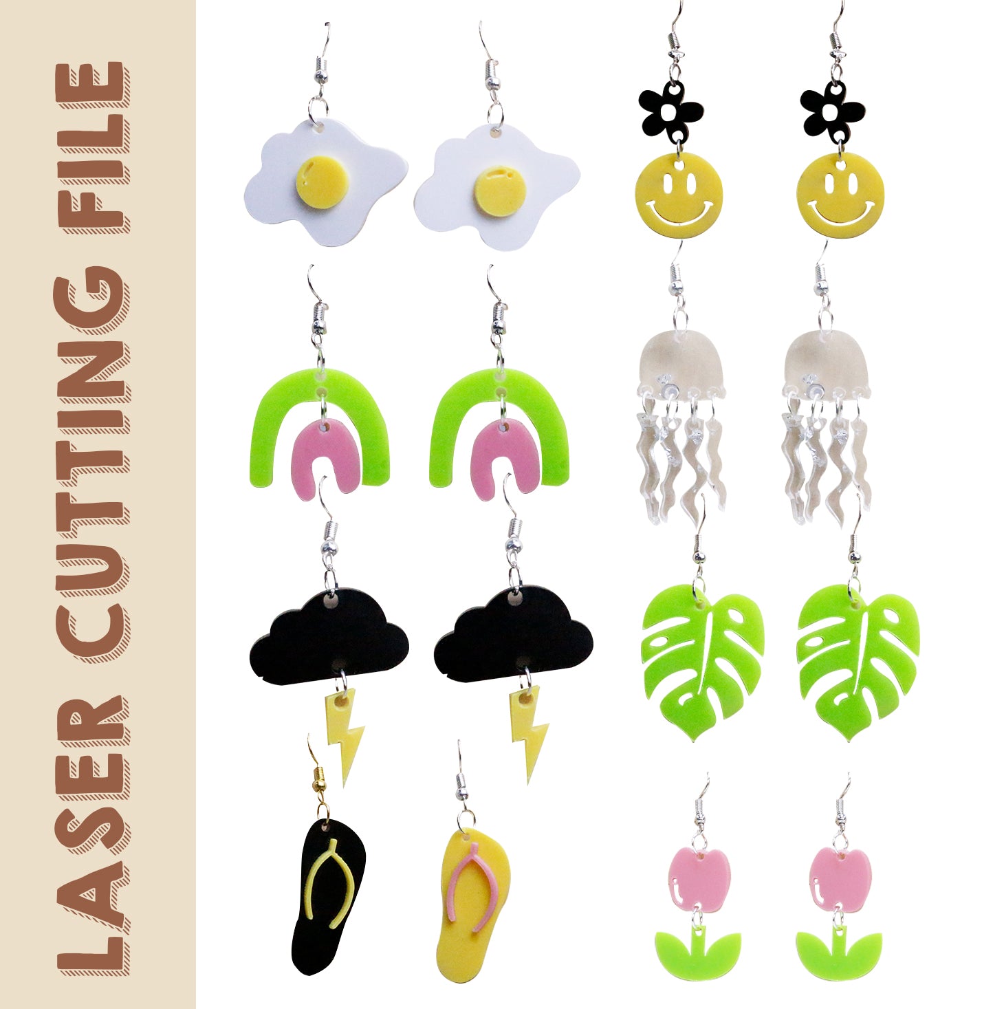 6-Style Earrings Laser Cutting File - Create Your Own Fashion ...