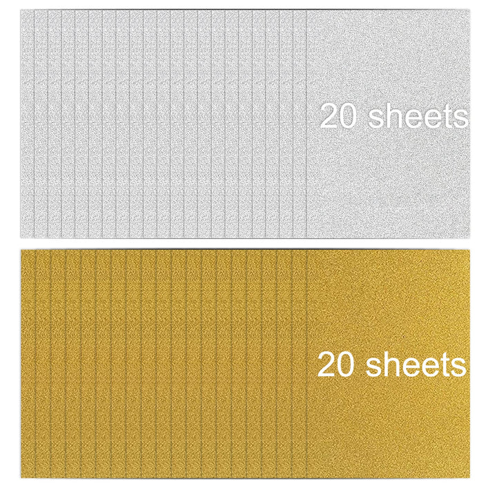 40 A4 Sheets Gold Silver Glitter Cardstock Paper